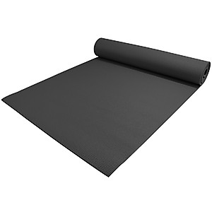 YogaAccessories 1/4" Thick High-Density Deluxe Non-Slip Exercise Pilates & Yoga Mat, Black