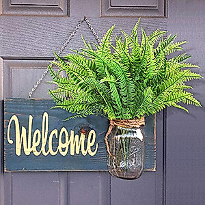 DVGUN 12 Bundles Artificial Outdoor Plants Greenery Fake Boston Fern Bushes Artificial Shrubs UV Resistant No Fade Faux Plastic Plants