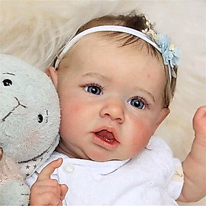 ZTDOLL Reborn Baby Dolls Girls with Opened Blue Eyes 18 Inch Handmade Realistic Newborn Lifelike Dolls in Soft Vinyl and Weightd Body for Daughter