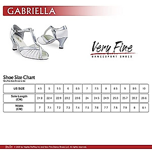 Very Fine Womens Dance Shoe Gabriella Bachata Swing Salsa Latin Ballroom White Satin and Silver 2.5" Heel 4.5 US
