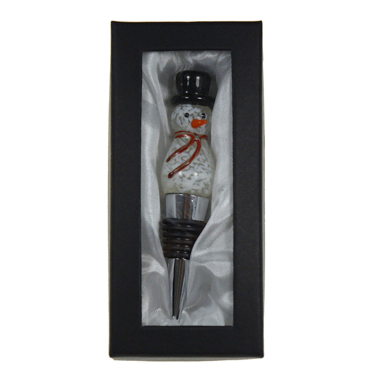 PrestigeHaus Glass Snowman Wine Bottle Stopper - Decorative, Unique, Handmade, Eye-Catching Glass Wine Stoppers – Winter, Snow Wine Accessories Gift for Host/Hostess - Wine Corker/Sealer
