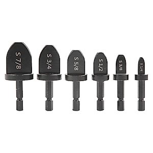 6Pcs Hex Handle Swaging Tool Drill Bit Set, Copper Pipe Flaring Tools, Air Conditioner Tube Expander, Professional Round Handle Tube Swage Repairing Set with 1/4, 3/8, 1/2, 5/8, 3/4 Bits