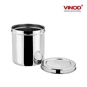 Vinod Stainless Steel Deep Dabba, Airtight Storage Container, 3 Piece Set - 350 ml, 500 ml, 750 ml
