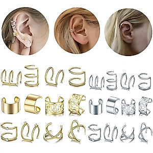 24 Pcs Gold Silver Hair Braids Dreadlock Non-Piercing Ear Clip Beard Beads Cuffs Clip Hair for Women Men Hair Accessories Styling Jewelry Tools