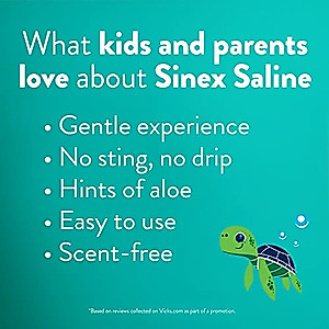 Vicks Sinex, Children's Saline Nasal Spray, Drug Free Ultra Fine Mist with Hint of Aloe, Ages 1+, Fast Everyday Stuffy Nose Relief for Kids, Clear Mucus from a Cold or Allergy, 5 OZ x 2