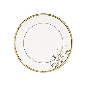 Lorren Home Trends La Luna Bone China 57-Piece 24K Gold Floral Design Dinnerware Set, Service for 8