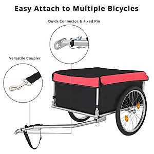 PEXMOR Foldable Bike Cargo Trailer, Bicycle Luggage Wagon Trailer Folding Frame & Quick Release 20" Wheel, Bike Carrier Storage Cart w/Hitch & Waterproof Cover