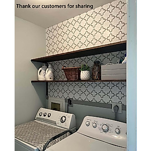 GloryTik 17.7" x 78.7" Trellis Contact Paper Grey and White Peel and Stick Wallpaper Self Adhesive Wallpaper Gray Geometric Removable Wallpaper for Cabinets Drawer Room Wall Decoration