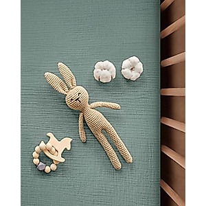 Muslin Crib Sheets for Girls and Boys, Cotton Boho Neutral Fitted Baby Crib Sheet for Standard Crib Mattress & Toddler Bed Mattress (52"x28"), Soft and Breathable, 2 Pack (Roman Green&Botanical Leaf)