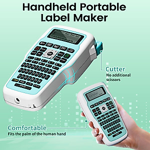 Vixic Handheld Label Maker Machine with Tape,E1000 Label Printer with QWERTY Keyboard Easy to Use Portable Label Makers for Industrial Work Home School Office Organization Green