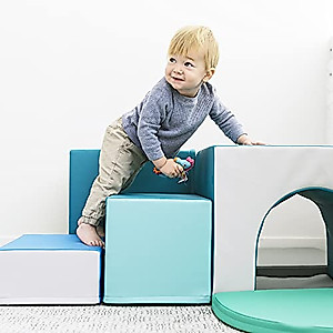 ECR4Kids SoftZone Corner Tunnel Maze Foam Climber, Indoor Active Play Structure for Babies and Toddlers, Soft Obstacle Course for Playrooms and Classrooms - Contemporary