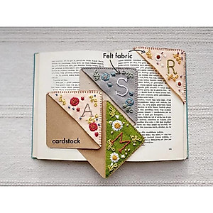 Corner Bookmark, Embroidered Corner Bookmark, Corner Bookmarks for Books,Felt Corner Bookmark, Personalized Hand Embroidered Corner Bookmark, Corner Page Book Marks for Book Lovers (A, Fall)