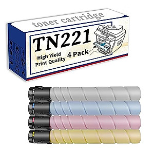 Compatible Replacement for Konica Minolta TN221 Toner Cartridge, High Yield for Bizhub C227 C287 C7528 Printer 4 Color