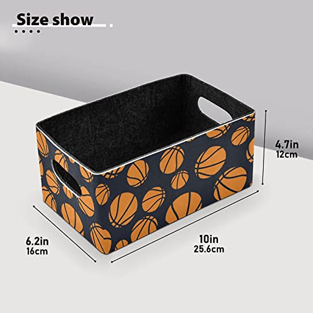 Orange Basketball Balls Storage Basket Felt Storage Bin Collapsible Towel Storage Toy Storage Box Organizer for Kids Bedroom Magazine
