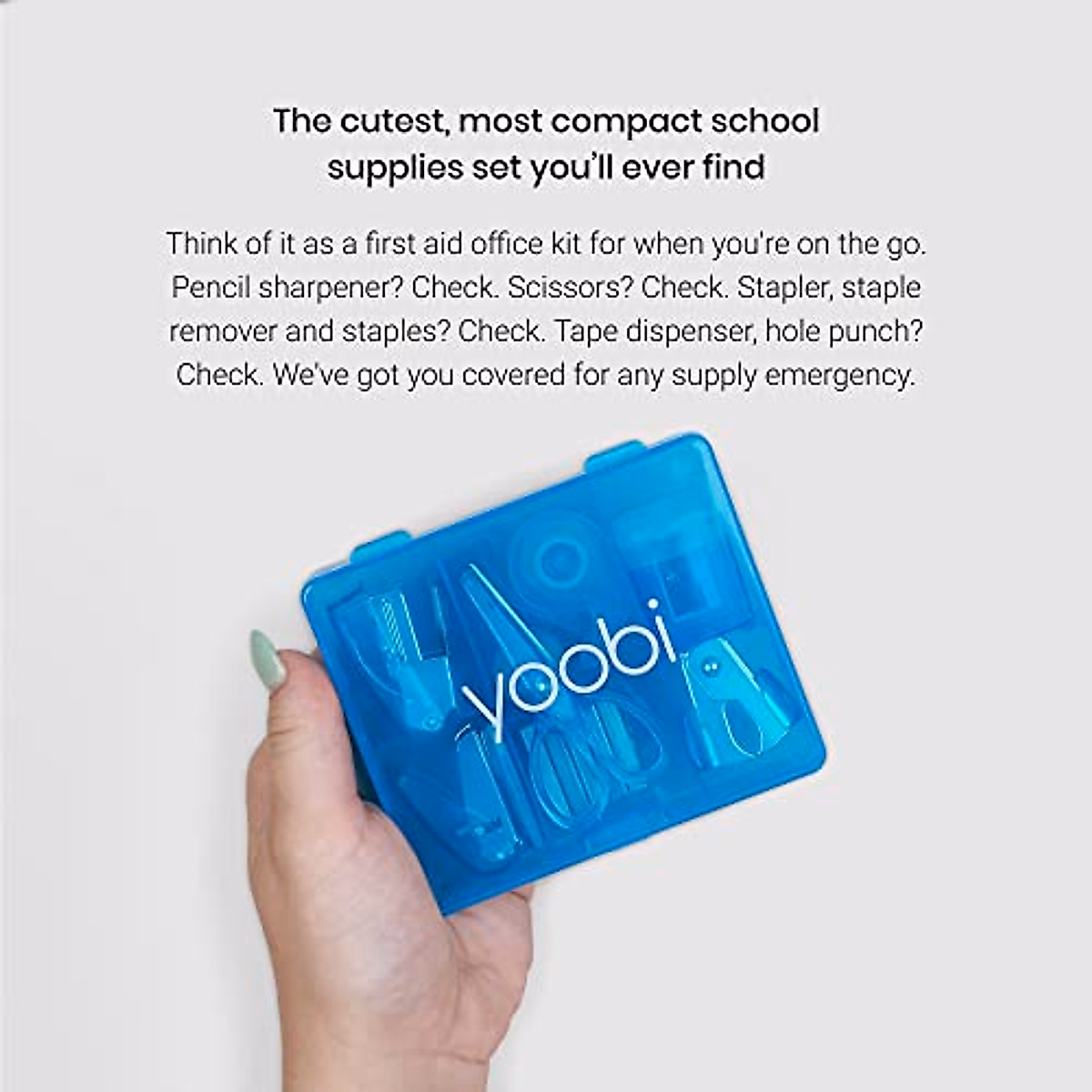 Yoobi Blue Mini Office Supply Kits - Mini School Supplies Kit - Includes Scissors, Mini Stapler, Staple Remover, Staples, Tape Dispenser & More - Cute School, Home or Office Supplies Kit (2-Pack)