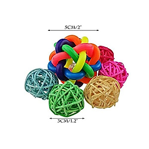 Set of 10 Colorful Pet Toy Wooded Swing Handmade Rattan Chewing Toy Chasing Toy with Bell Rainbow Plank Road for Polly Parrot Bird Hamster Squirrel Toy