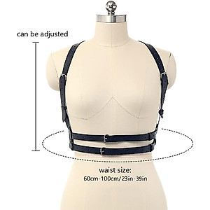 Widyany Punk Belt Black Pu Leather Belt, Harness Belt for Women Gothic Body Adjustable Waist Belts Rave Halloween Dresses Party Accessories