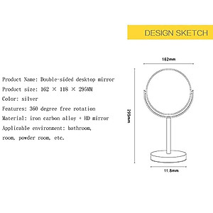 KXA Makeup Mirror Vanity Mirrors for Makeup and Shaving Silver Double Sided Zoom 1x and 5X Magnification 360˚ Rotating for Home and Travel Dressing Mirror Lighted Makeup Mirror