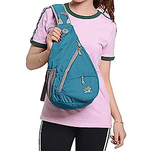 RedsGirl Outdoor Lightweight Waterproof Sling Backpack - Crossbody Shoulder Chest Bag Hiking Daypacks for Men Women Youth, Lake Green