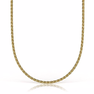 18K Gold over Sterling Silver 1.6mm Italian Rope Chain Necklace for Women and Men, Diamond Cut Shimmering Womens and Mens Chain, Layering Chain - 22"