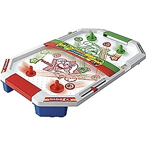 Epoch Games Super Mario Air Hockey, Tabletop Skill and Action Game with Collectible Super Mario Action Figures