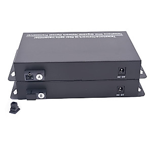 Wekuant 2 Port POTS RJ11 Telephone and 2 Gigabit Ethernet Over Fiber Optic Converter Extender Kit, PCM Voice Over Fiber – Singlemode 20Km, Multimode 500m