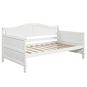 Sturdy Wood Twin Size Bed Frame Twin Wooden Daybed with 2 Drawers,?Sofa Bed for Bedroom Living Room,No Box Spring Needed,White