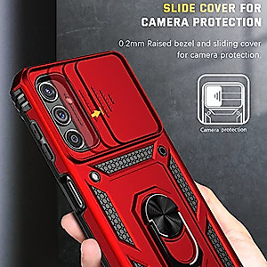 Dretal for Galaxy A14 5G Case, Samsung A14 5G Case + Tempered Glass Screen Protector with Kickstand & Slide Lens Protector Heavy Duty Armor Shockproof Rugged Military Grade Protective Case(Red)