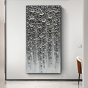 Epicler modern art oil painting,46x23 inches white flower wall art painting, abstract canvas wall art for home wall decoration