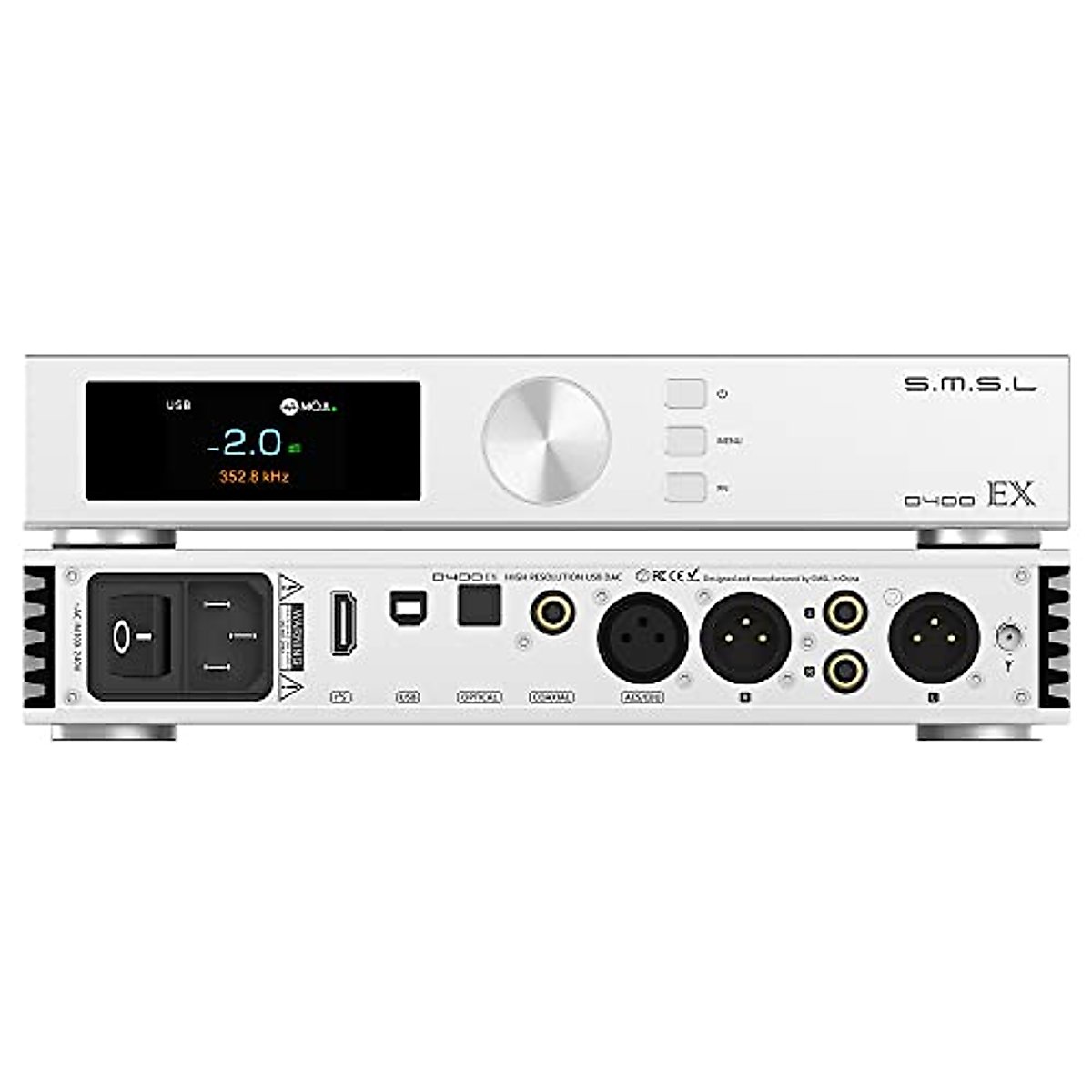 S.M.S.L D400EX HiFi Fever Dac Pure Decoder,AK4499EX (x2)+AK4191(x1) Chip,MQA Full Decoding,USB/Optical/Coaxial/Bluetooth,5xOPA1612A+4xLME49720 (with Remote Control)