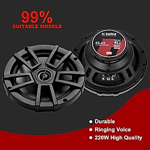 H YANKA 6.5 Car Speakers, Full Range Stereo 220 Watt Max 2-Way Coaxial Car Audio Speakers, Professional Car Door Speakers, Sound Stereo and no Distortion, Y30 Magnet Woofer and NdFeB Tweeter (1 Pair)