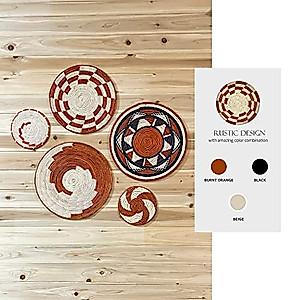 Artizenway Handmade Flat Wall Decor Basket Set of 5-Boho Wall Hanging Basket Crafted From Date Palm Leaves -Suitable For Bedroom, Living Room, Rest Room Or Dining Table