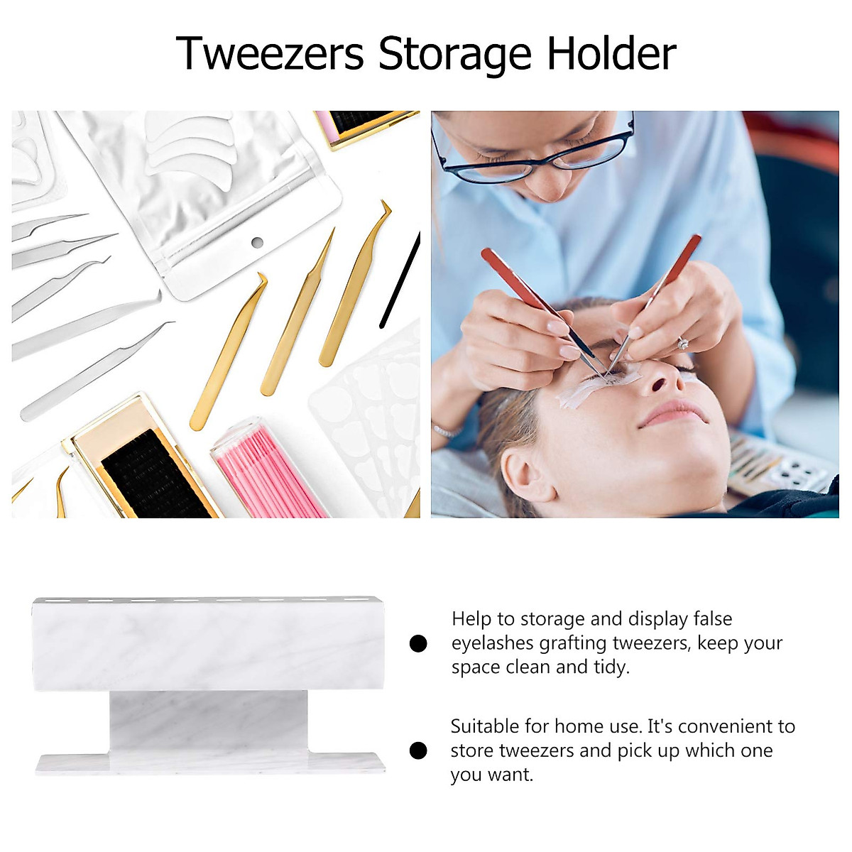 Beaupretty Eyelash Extension Tweezers Stand Holder 8 Holes Acrylic Tweezers Display Storage Tweezers Shelf Holder for Eyelash Extensions Supplies Accessories Tools