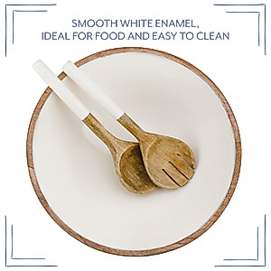 AuldHome Wooden Salad Bowl Set (Large Serving Bowl w/Utensils); Salad Serving Set in Mango Wood