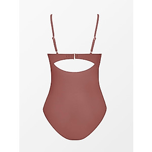 CUPSHE Women's One Piece Swimsuit Bathing Suits Twist Front Cutout Ruched Swimwear M Brick Red