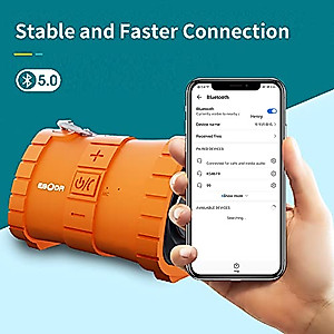 EBODA Waterproof Bluetooth Shower Speaker, Portable Wireless Outdoor Speakers with 24H Playtime, 2000mAh, IPX7 Floating for Kayak, Pool, Beach Accessories, Gifts for Men,Girls- Orange