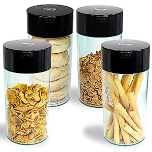 Tightvac - 5oz to 24 Ounce - Patented Airtight Container | Multi-use Vacuum Container Works as Smell Proof Containers for Herbs and Dry Goods. Blue Clear