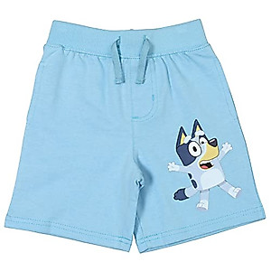 Bluey Bingo Toddler Boys French Terry 2 Pack Shorts Blue/Grey 3T