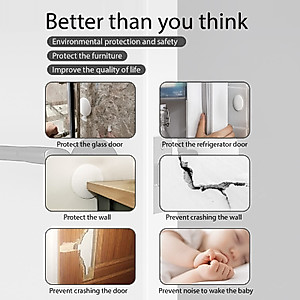 CLOATFET Door Stopper Wall Protector, 3.15" Larger White Silicone Door Stop with Strong Adhesive, Quiet/Shock Absorbent Door Knob Wall Protector Door Bumper to Protect Wall Surfaces(4 Pack 8cm)