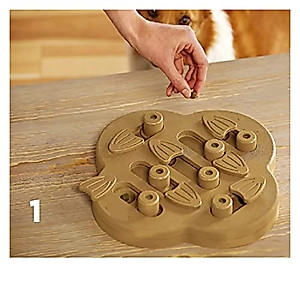 WAKAIP Dog Puzzle Toys Slow Food Plate Dog Feeding Dispensing Bowl Increase IQ Interactive Dog Training Games Feeder Dog Accessories (Color : 7 Hole Blue)