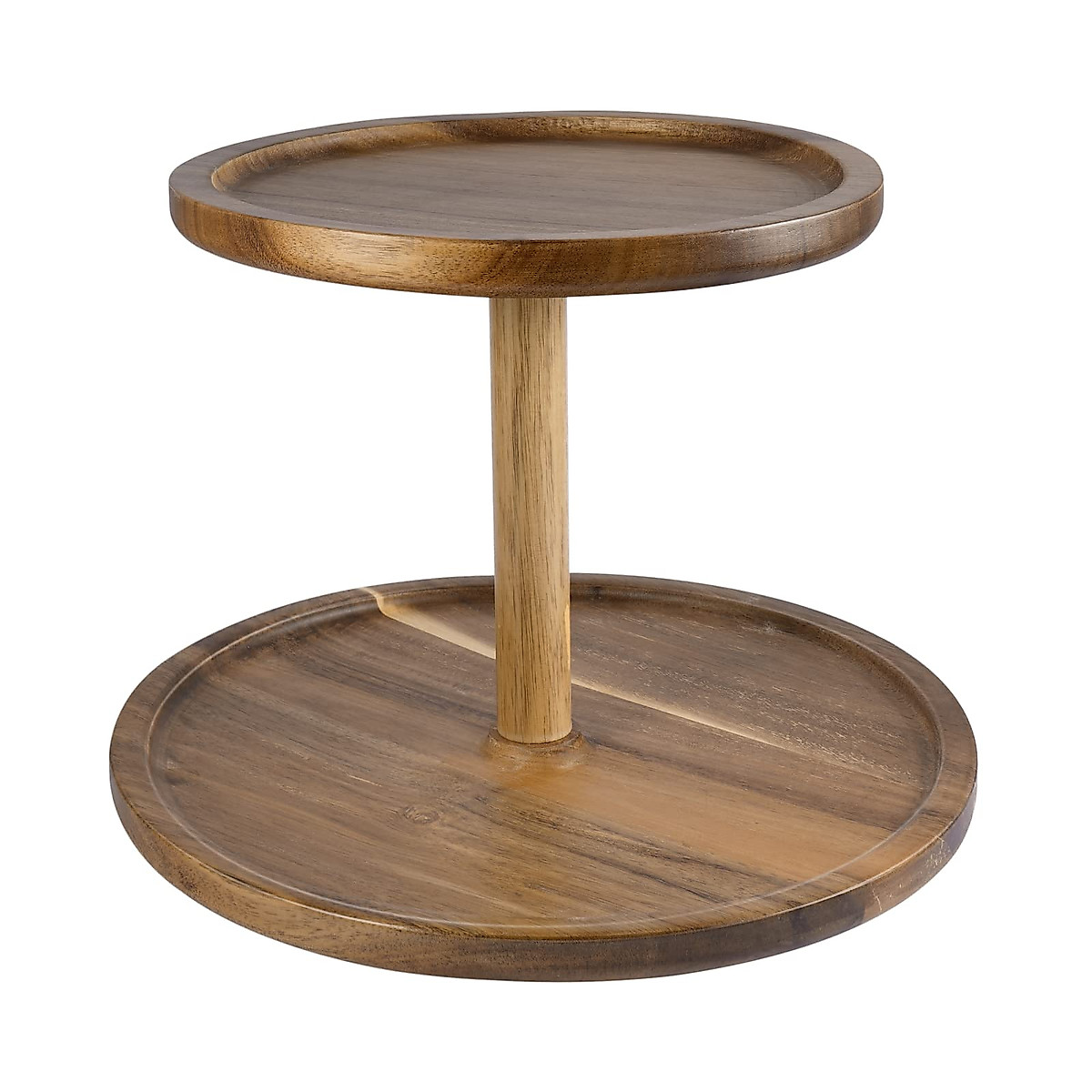 2 Tier Acacia Wooden Lazy Susan Organizer for Kitchen,Turntable for Cabinet,Turntable Organizer for Cabinet Pantry Table Organization-(10''+13'')