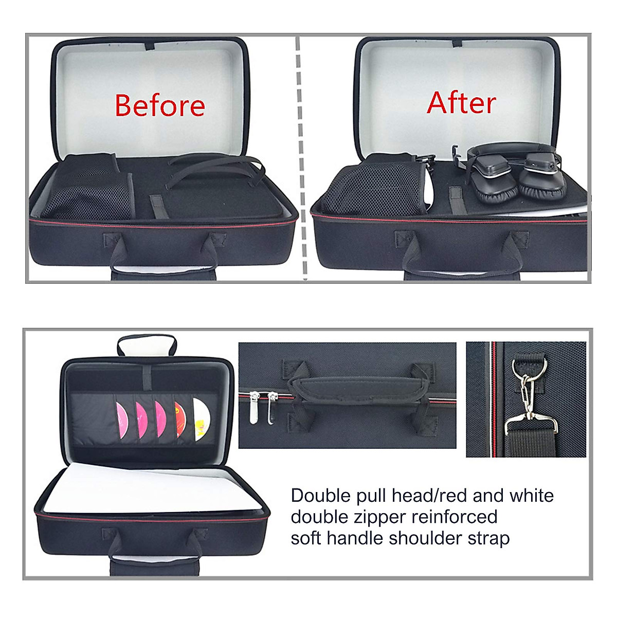 Storage Carry Case Bag for PS5 Consoles Controller Cable Travel Bag, Large Capacity PS5 Bag Shoulder Handbag, Waterproof Portable for Playstation Controller, PS5 Games, Gaming Headset, and Gaming Accessories (Black)