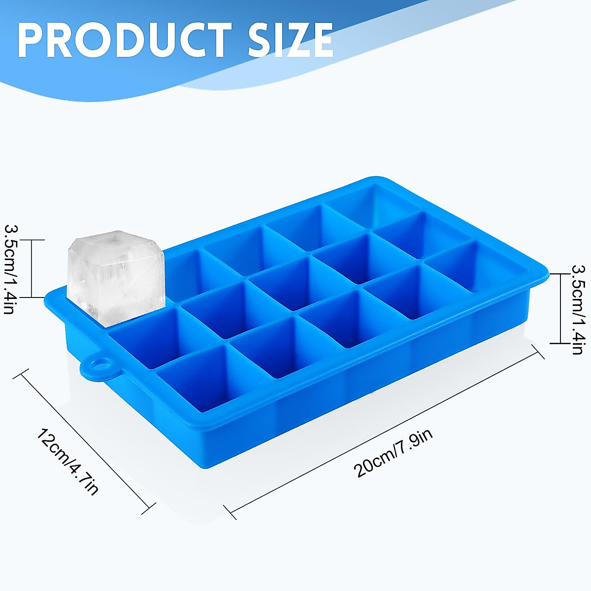 Large Ice Cube Trays with Lid,3 Pack Silicone Ice Cube Molds,15 Big Square Ice Cube Trays for Freezer Containers,Stackable Ice Maker for Cocktails,Whiskey,Easy Release & BPA Free(Blue/Green/Purple)