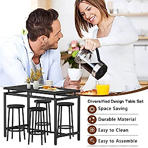 DKLGG Dining Table Set for 4/Bar Table Set, Kitchen Table with 4 Chairs for Living Room, Table and Chairs Dining Set 4 Piece Set for Bar, Pub, Apartment, Restaurant