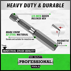 SWANLAKE 23-Piece Hex Head Allen Wrench Drill Bit Set, S2 Steel, Metric & SAE Hex Bit Set, 2.3" Long, Magnetic Tips.