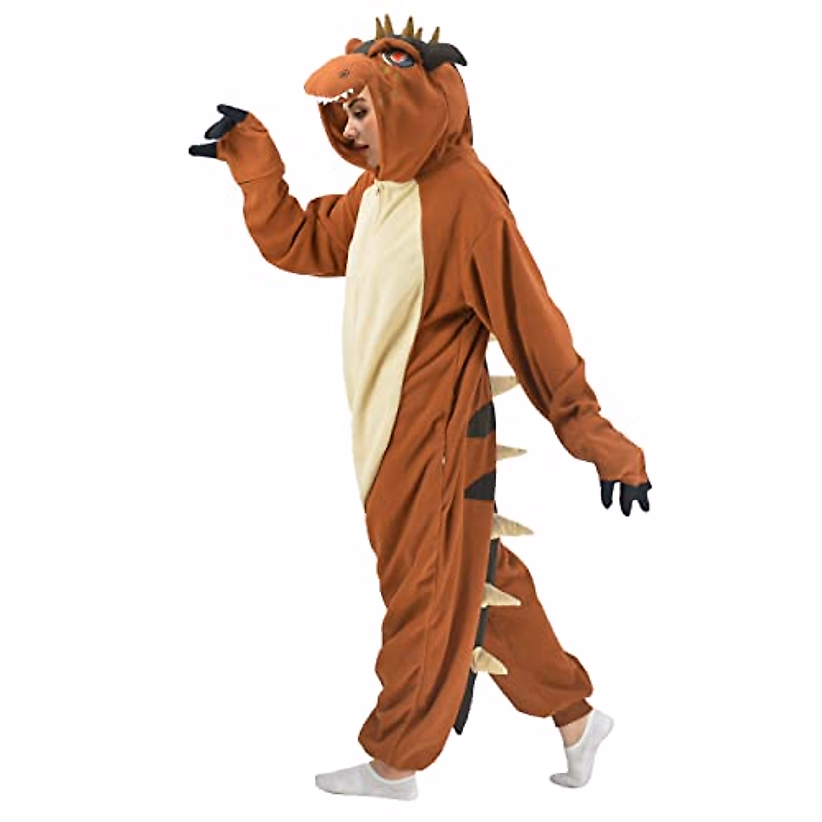 Adult Carnotaurus Onesie Pajamas Dinosaur Animal Cosplay Costume One Piece Jumpsuit Sleepwear for Women Men