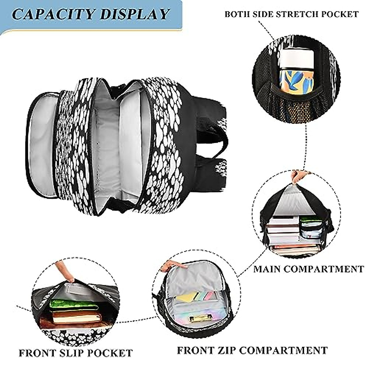 ALAZA I Love Dog Paw Print 17 inch School Backpack for Kids Girls Boy for Elementary Middle High School Students