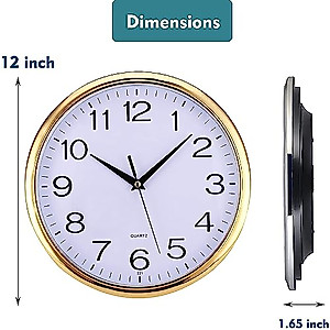 LAIGOO 12 inch Gold Wall Clock Analog, Silent Non-Ticking, Decorative Modern Wall Clock Battery Operated for Living Room Bathroom Bedroom Kitchen Office School