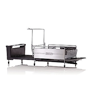 Sabatier Expandable Stainless Steel Dish Rack with Rust-Resistant Soft Coated Wires and Bi-Directional Spout, Gray/Black