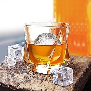 YUFDA Whiskey Glasses, 7 oz Bourbon Glasses Set of 4 Square Bottom, Old Fashioned Glass for Drinking Cocktail Scotch Cognac, Luxury Whiskey Gifts for Men Rocks Glasses